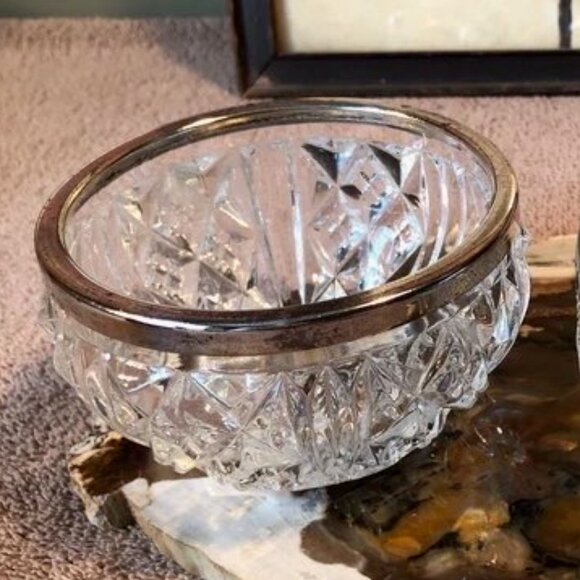 Art | Pair Of Cut Glass Silver Plated Rim Bowls | Poshmark